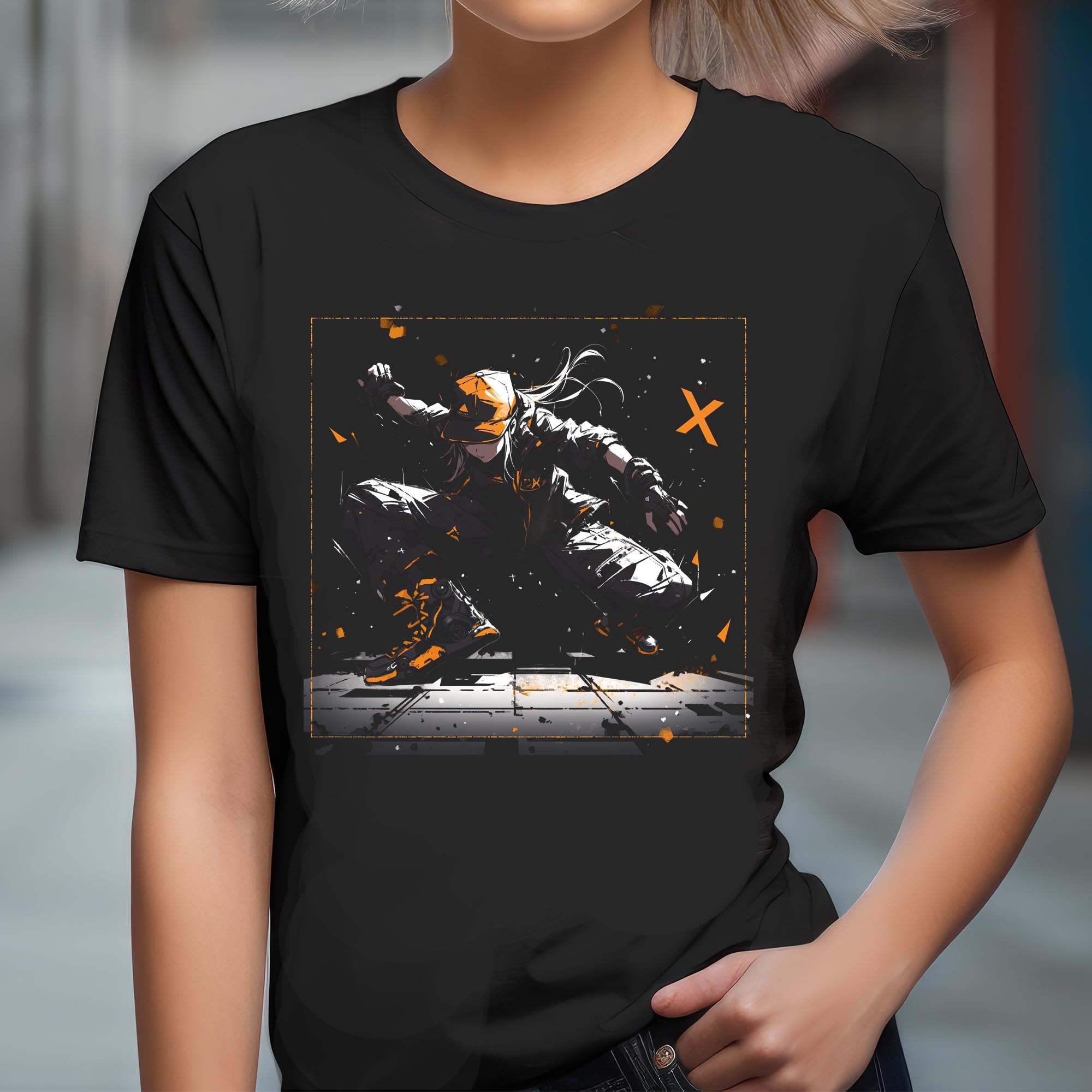 T-Shirt Breakdance Girl Mädchen Damen Herren - Schwarz - Sticker 1 ...